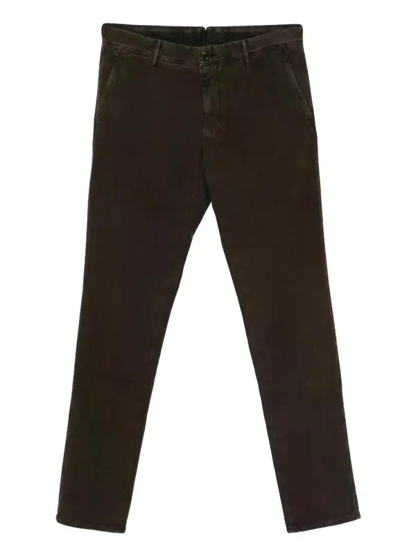 Incotex Buttoned Slim Leg Trousers - Brown
