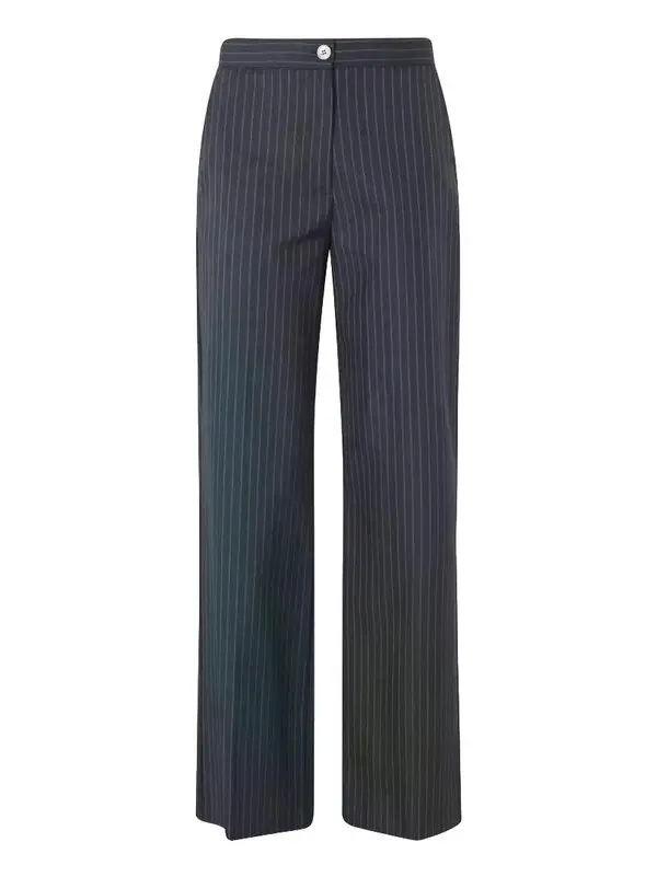 SOLOTRE Tailored Pinstripe Trousers - Blue