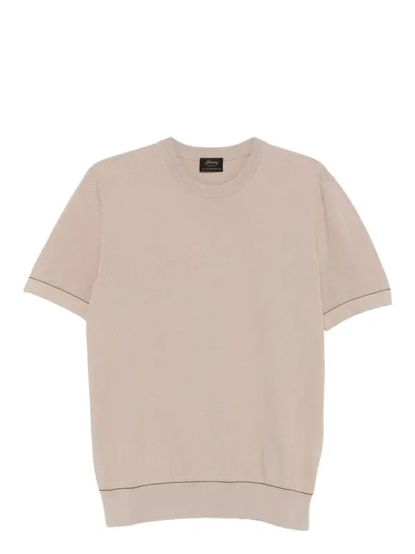 Brioni Piquet Cotton T-shirt - Beige