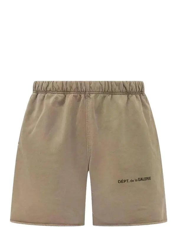 GALLERY DEPT. Logo Print Raw Edge Shorts - Neutrals