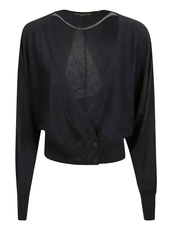 Fabiana Filippi Button V-neck Cardigan - Blue
