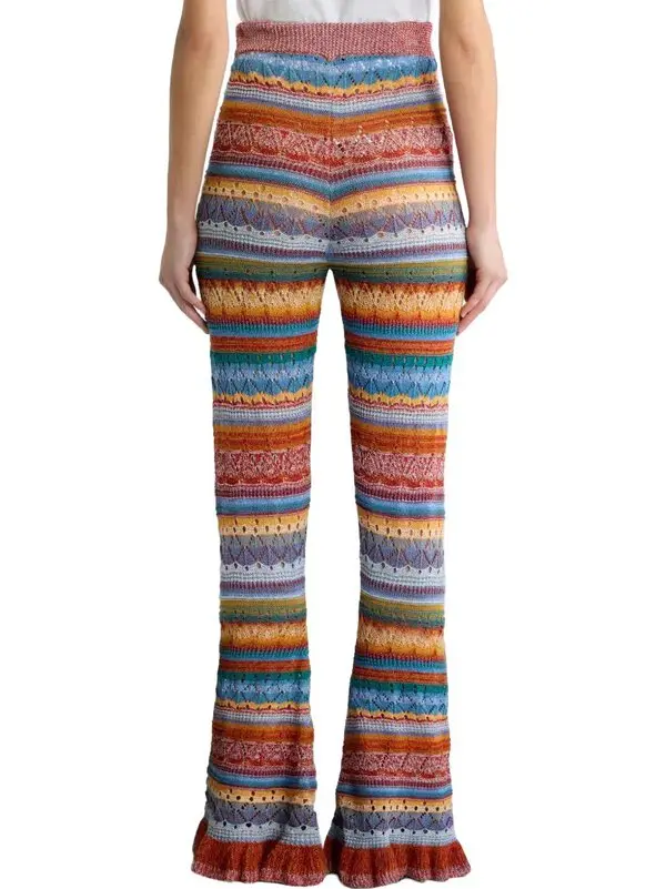 Etro Striped Cotton Flared Trousers - Red