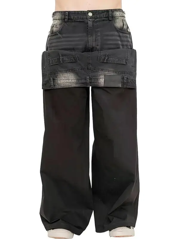 JUUN.J Layered Detail Wide-leg Trousers - Black