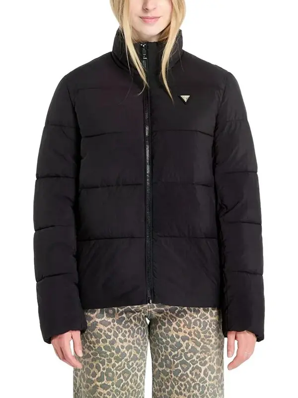 Guess Quilted Logo-plaque Jacket - Black