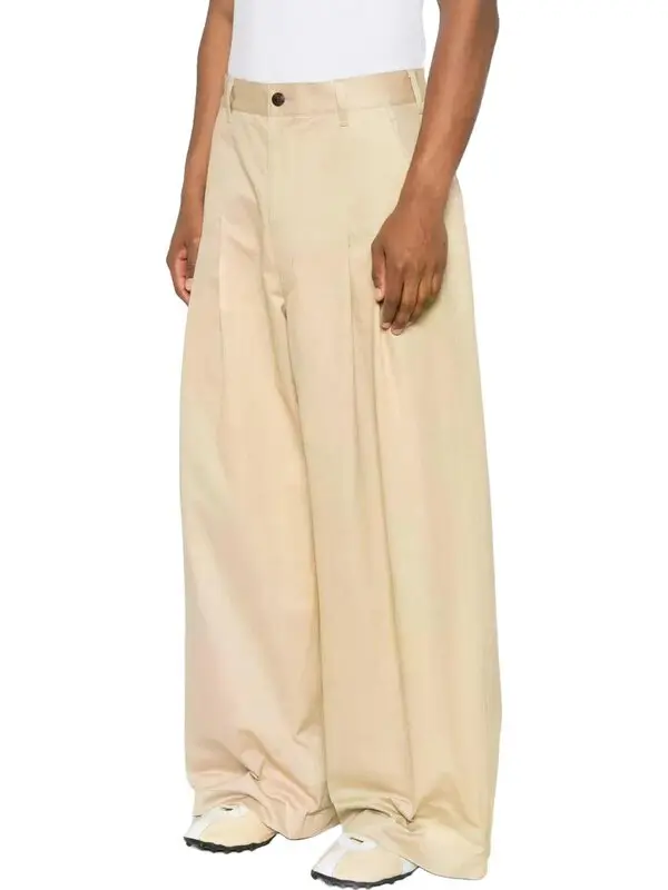 Comme Des Garçons Beige Pleated Wide-leg Trousers - Neutrals
