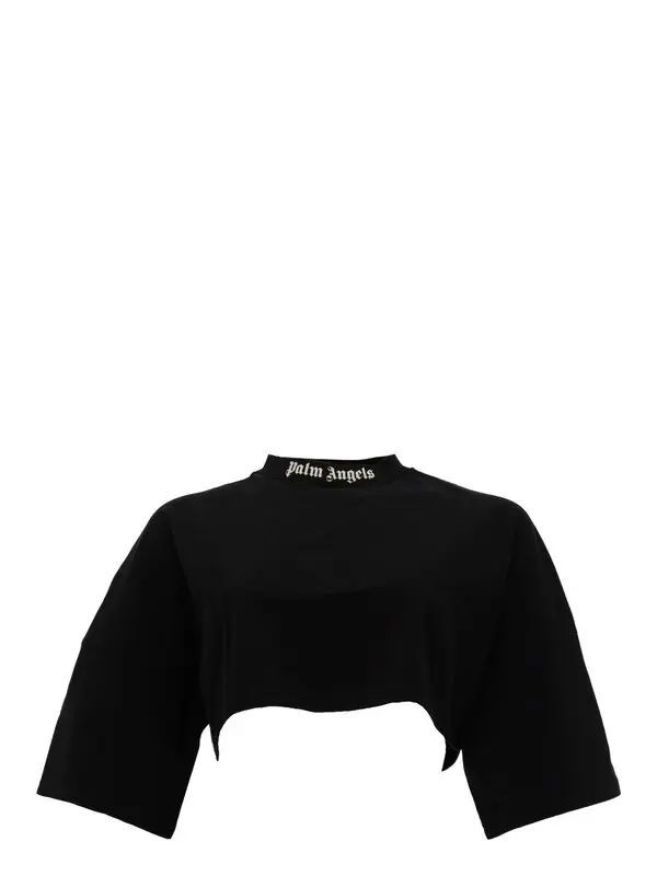 Palm Angels Cropped Logo T-shirt - Black