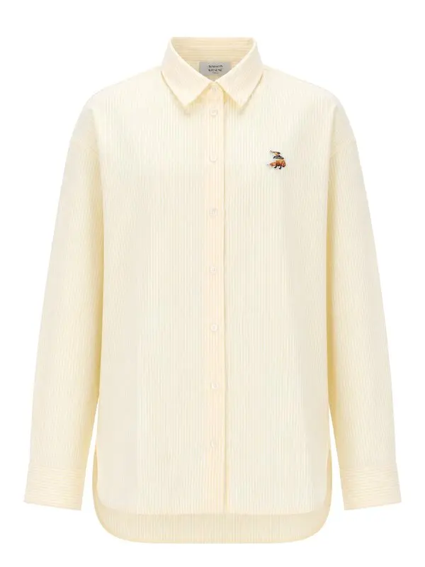 Maison Kitsuné Dreaming Fox Striped Button-up Shirt - Yellow