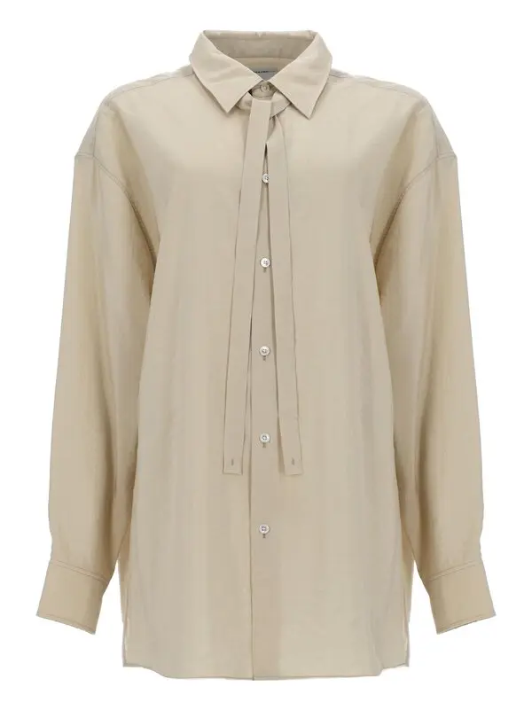 LEMAIRE Long Tie Neck Shirt - Beige