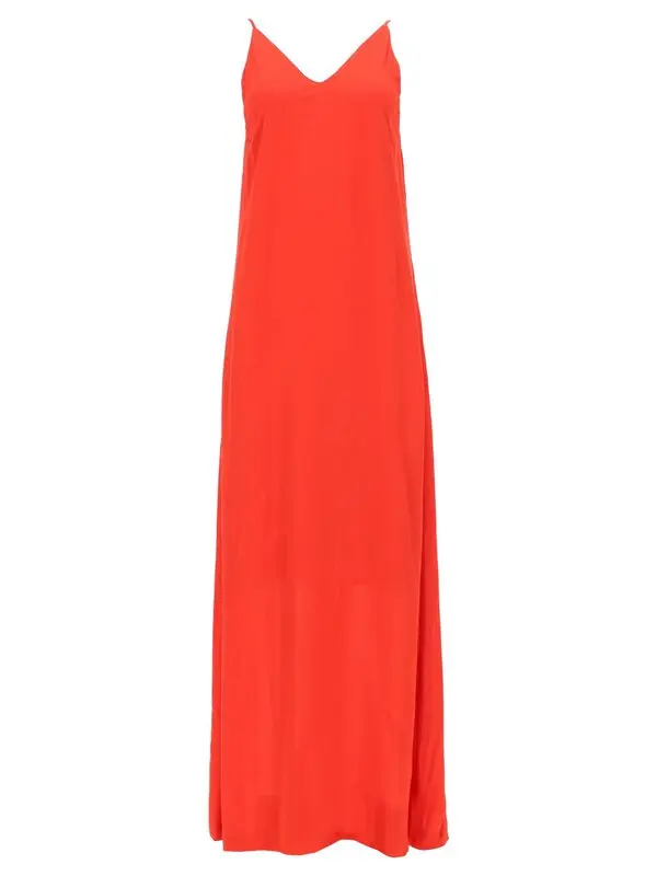 NUDE Maxi Dress With V-neck - Red