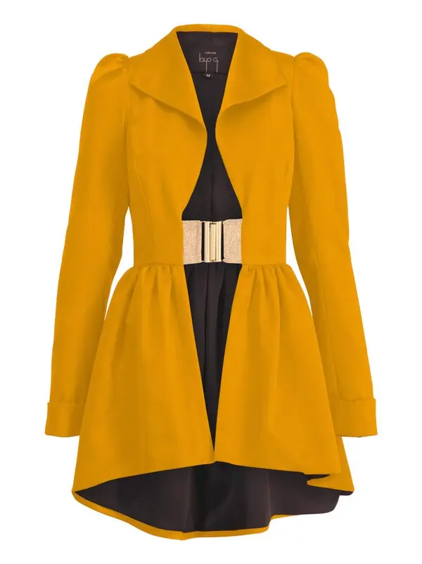 LAYO G Flared Collar Jacket Dress - Yellow/gold