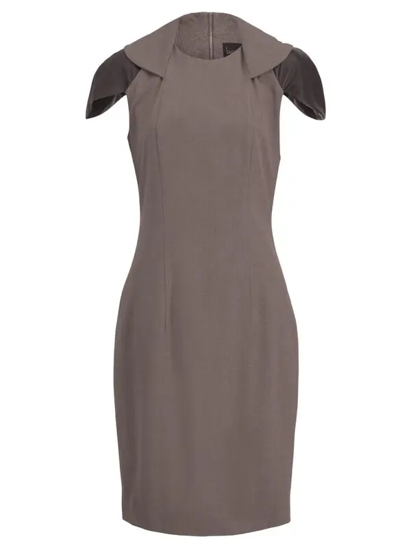 Layo G Stretch Zip Collar Midi Dress - Grey