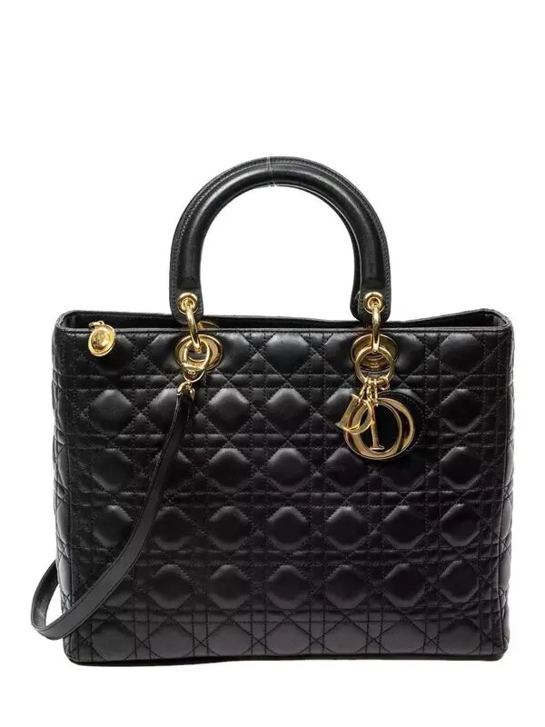 Dior Lady Large Leather Tote Bag - Black