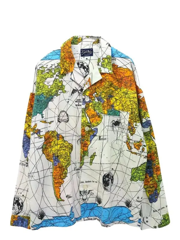 SAINT MXXXXXX World-map Print Shirt - White