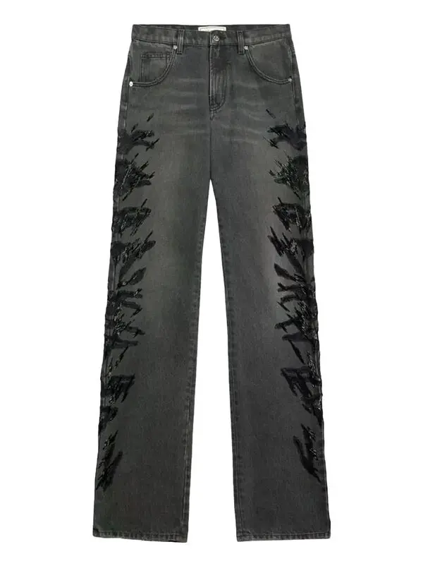 Blumarine Zebra Embroidered Jeans - Black