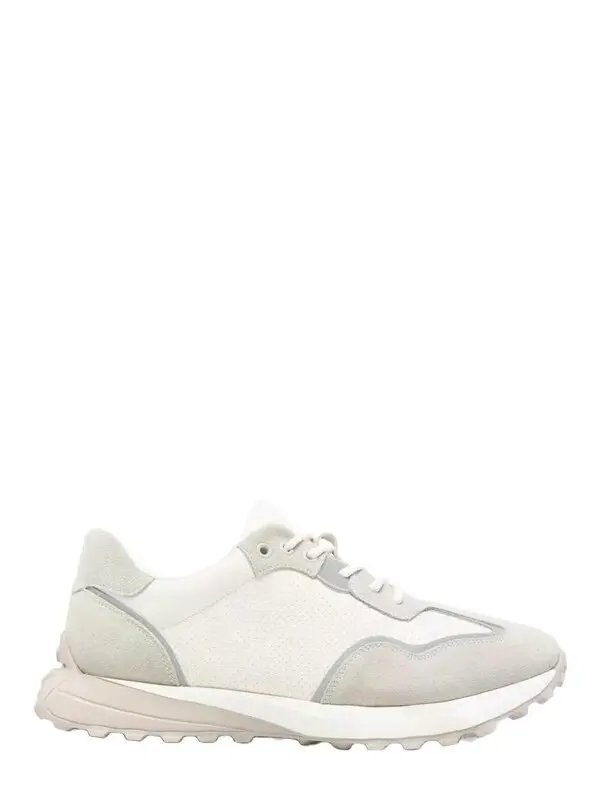 SERGIO MORETTI FIRENZE Perforated Suede-panel Sneakers - Grey