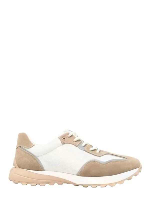 SERGIO MORETTI FIRENZE Perforated Suede Panel Sneakers - Neutrals