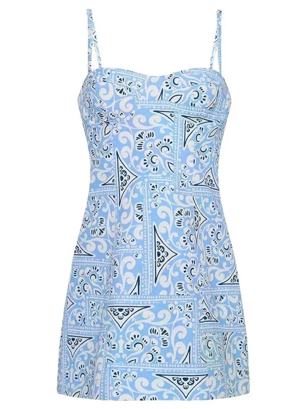 Cara Cara Claudine Heart-tile Mini Dress - Blue