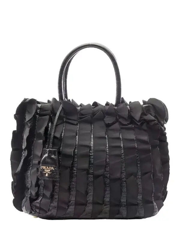 Prada 2000s Frilled Tote Bag - Black