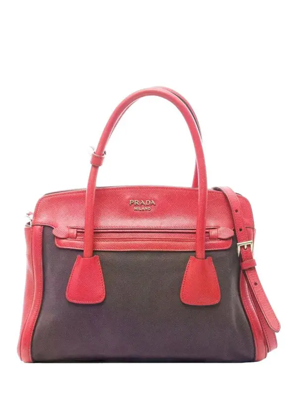 Prada Logo Plaque Handbag - Red