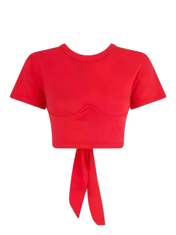 Attico Cotton Cut-out T-shirt - Red