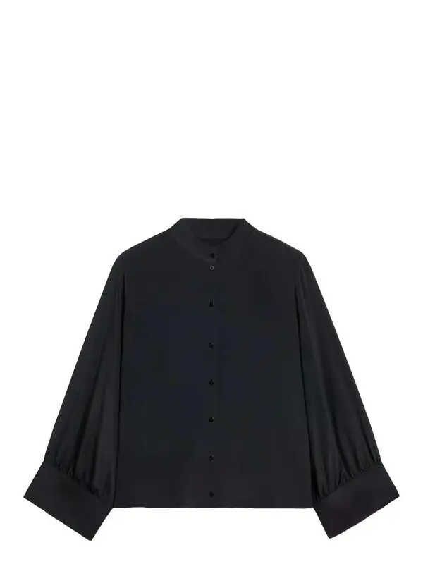 Momoni Gathered Sleeve Shirt - Black
