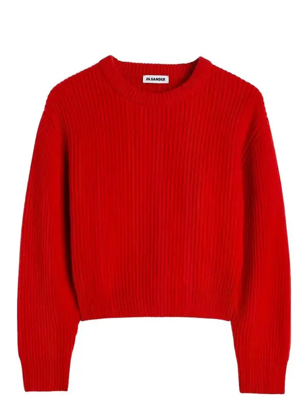 JIL SANDER Cropped Ribbed-knit Sweater - Red