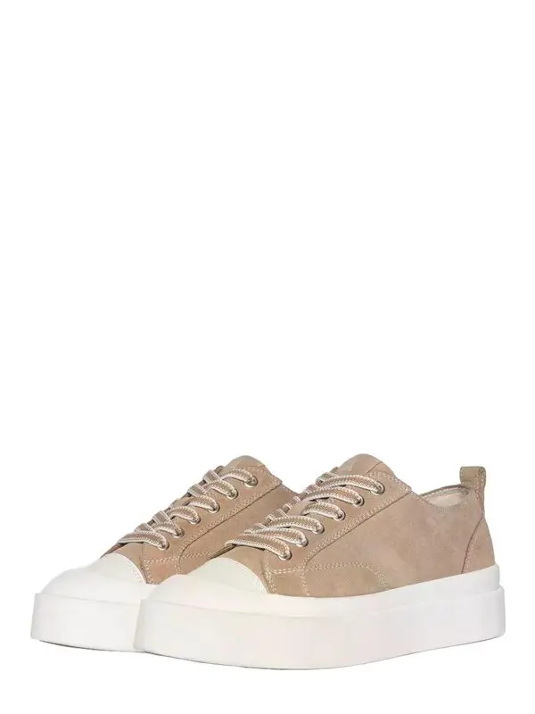 Manière De Voir Vienna Suede Contrast Stitch Sneakers - Neutrals