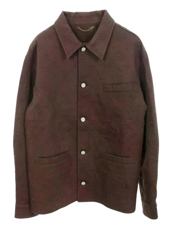 LOUIS VUITTON Monogram Embossed Oversized Jacket - Brown