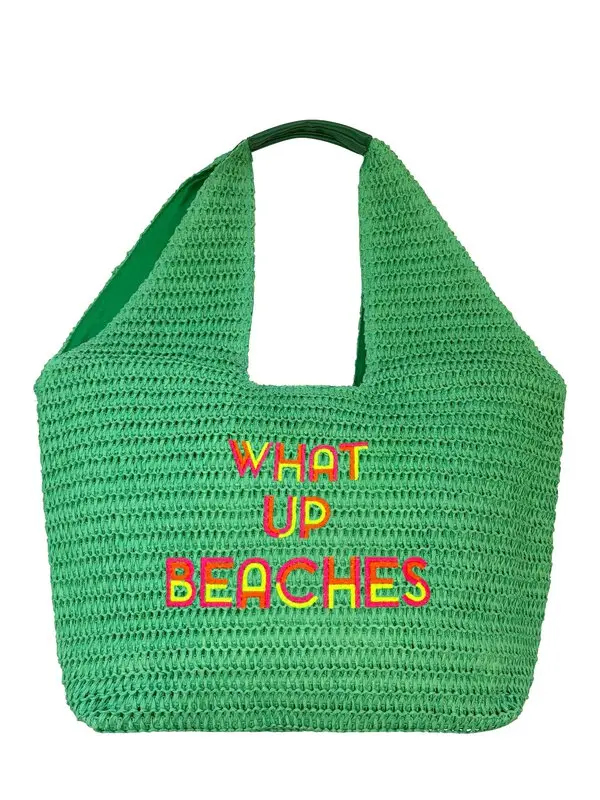LILLY LOVES What Up Beaches Oversized Woven Tote Bag - Green