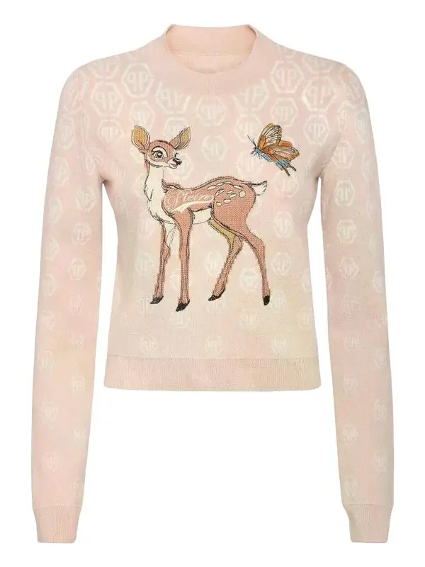 Philipp Plein Monogram Jacquard Embroidered Sweater - Neutrals