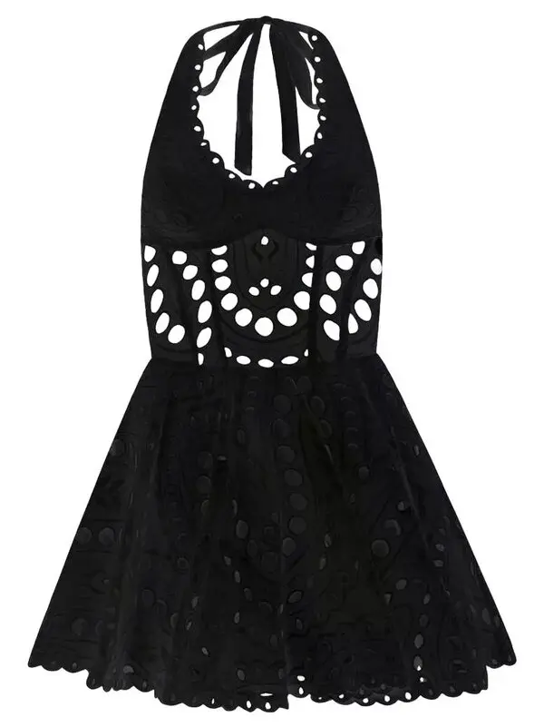 Charo Ruiz Ibiza Sandlight Broderie Anglaise Halterneck Dress - Black
