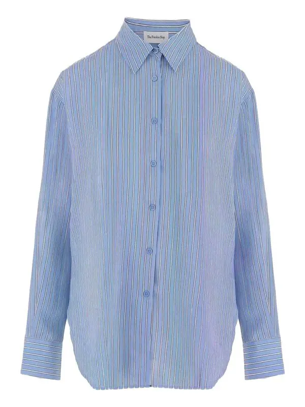 THE FRANKIE SHOP Peri Striped Long-sleeve Shirt - Blue