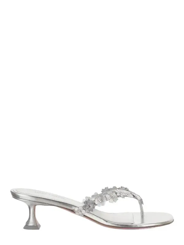 Amina Muaddi Janis Flower-appliqué Sandals - Silver