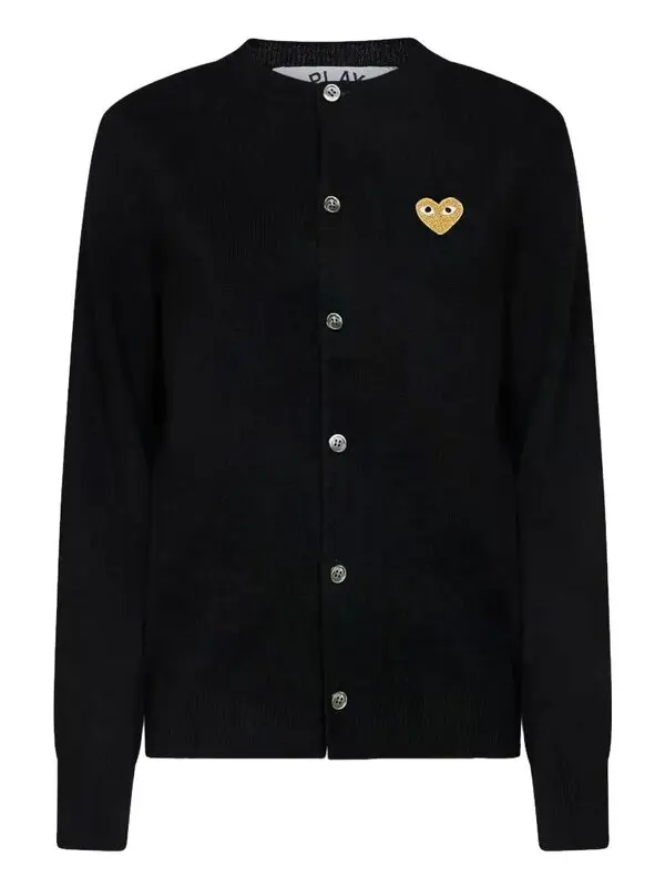 Play Comme Des Garcon Heart-patch Cardigan - Black