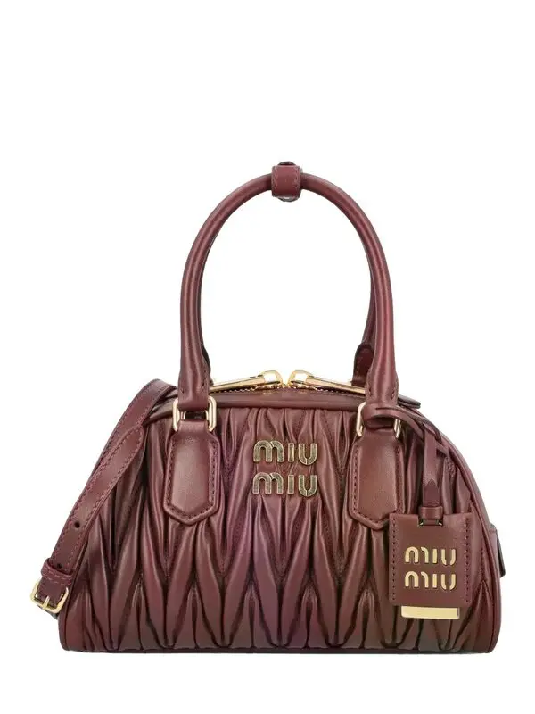 Miu Miu Matelassé Leather Shoulder Bag - Brown