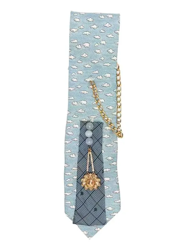 A.N.G.E.L.O. VINTAGE CULT Customized Hermés Cloud Print Tie Stefania Bertoni - Blue