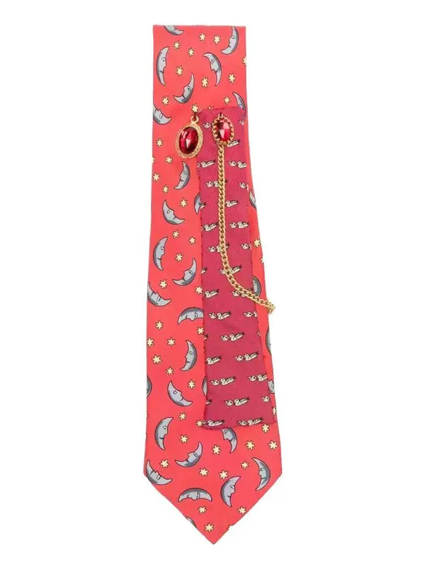 A.N.G.E.L.O. VINTAGE CULT A.n.g.e.l.o. Vintage X Stefania Bertoni Custom Hermès Embellished Tie - Red