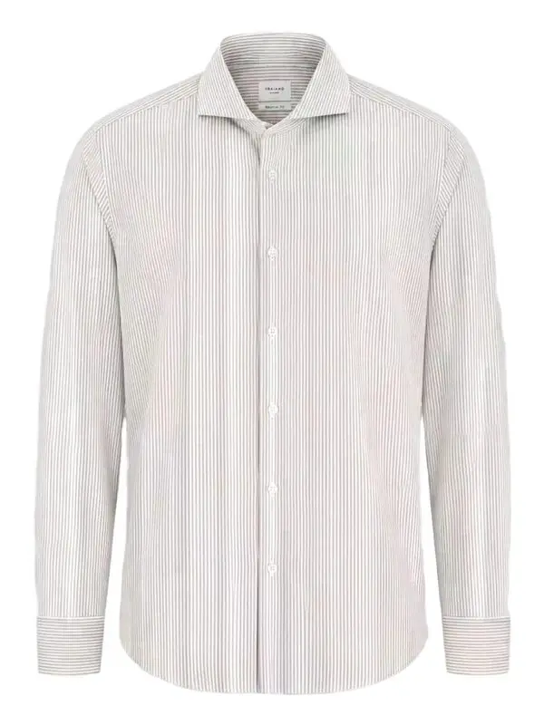 TRAIANO MILANO Long-sleeve Striped Shirt - Neutrals