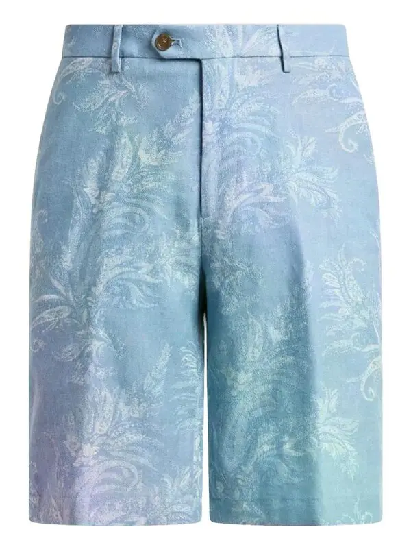 Etro Jacquard Motif Denim Shorts - Blue