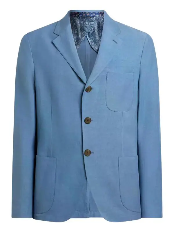 Etro Single-breasted Patch-pocket Blazer - Blue