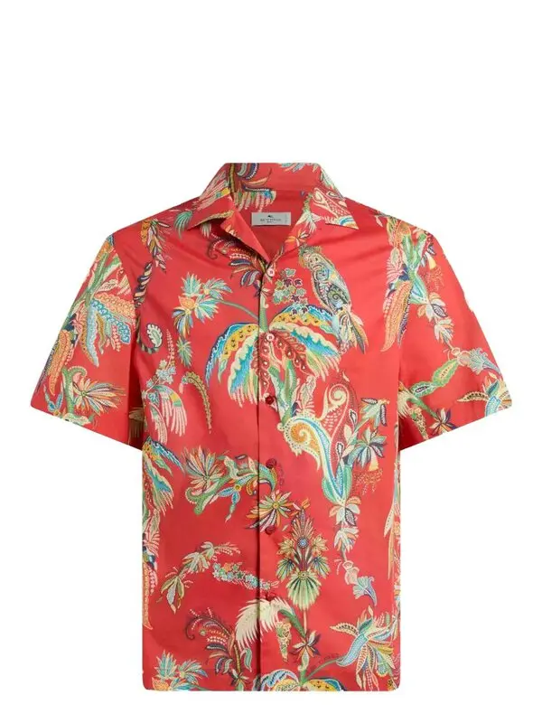 Etro Parrot And Palm-tree Print Shirt - Red