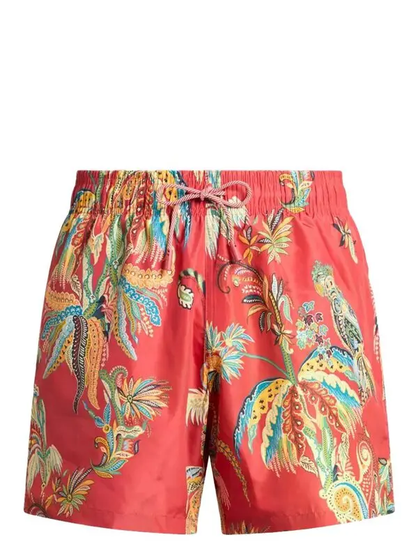 Etro Palm Tree Print Swim Shorts - Red
