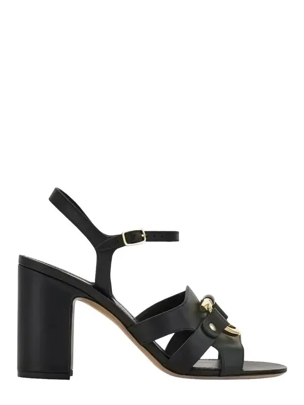 FERRAGAMO Gancini Ornament Sandals - Black