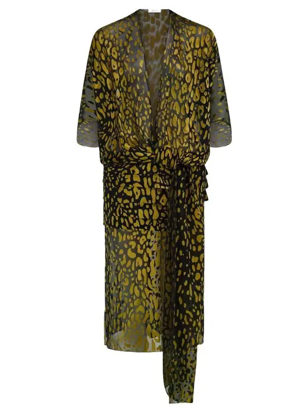 FERRAGAMO Asymmetrical Devoré Georgette Dress - Green