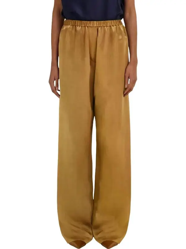 FERRAGAMO Satin Trousers - Brown