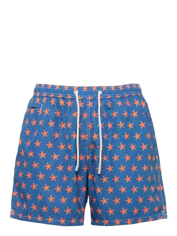 MC2 SAINT BARTH Drawstring Swim Shorts With Starfish Print - Blue
