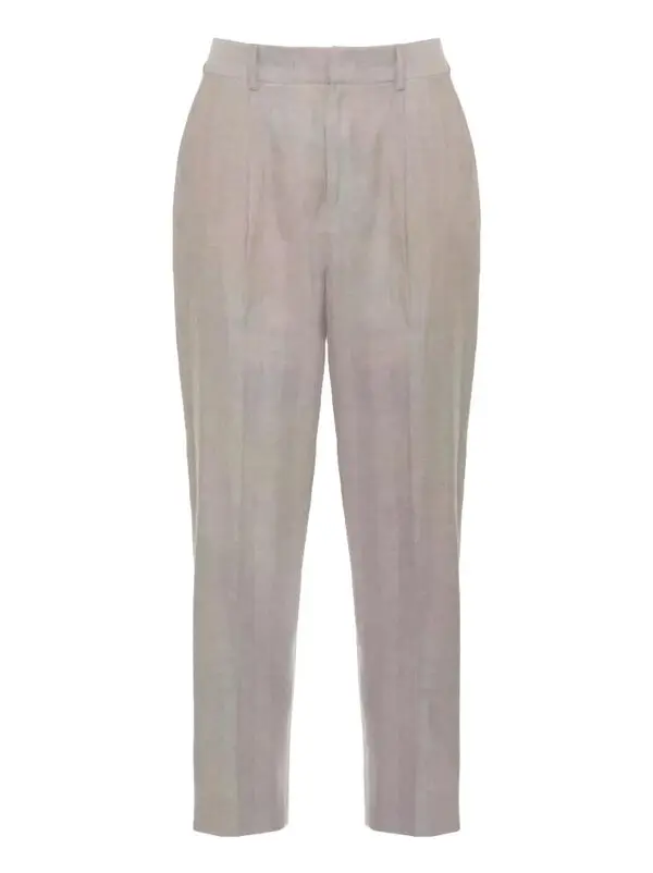 PT TORINO Herringbone Pleated Trousers - Grey