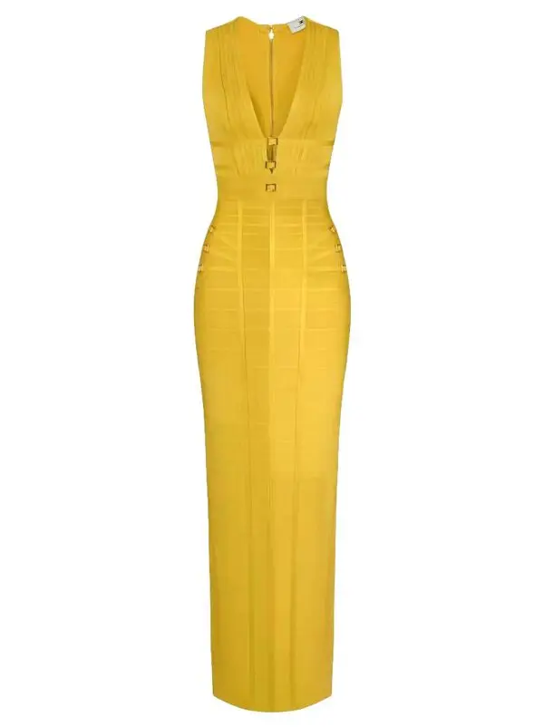 Elisabetta Franchi Red Carpet 3d Knit Evening Dress - Yellow