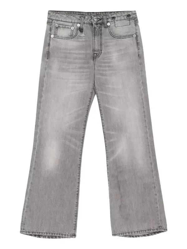 R13 Faded Whiskered Jeans - Grey