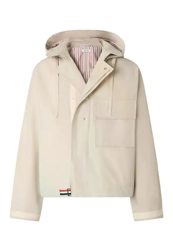 Thom Browne Hooded Chest-pocket Jacket - Neutrals